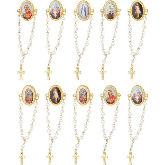 Other | Rosary Lapel Pins Divine Mercy Jesusvirgen De Guadalupe Patron ...